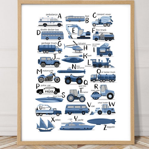 Transportation Alphabet Wall Art Alphabet Nursery Print - Etsy