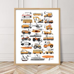 Transportation Alphabet Wall Art, Car Poster, Educational Print ...