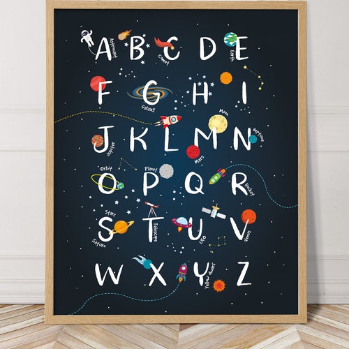 Space Alphabet Printable Poster Nursery Wall Decor Educational - Etsy