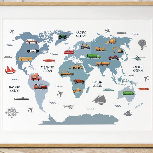 World Map Poster Travel Nursery Decor World Map Wall Art - Etsy