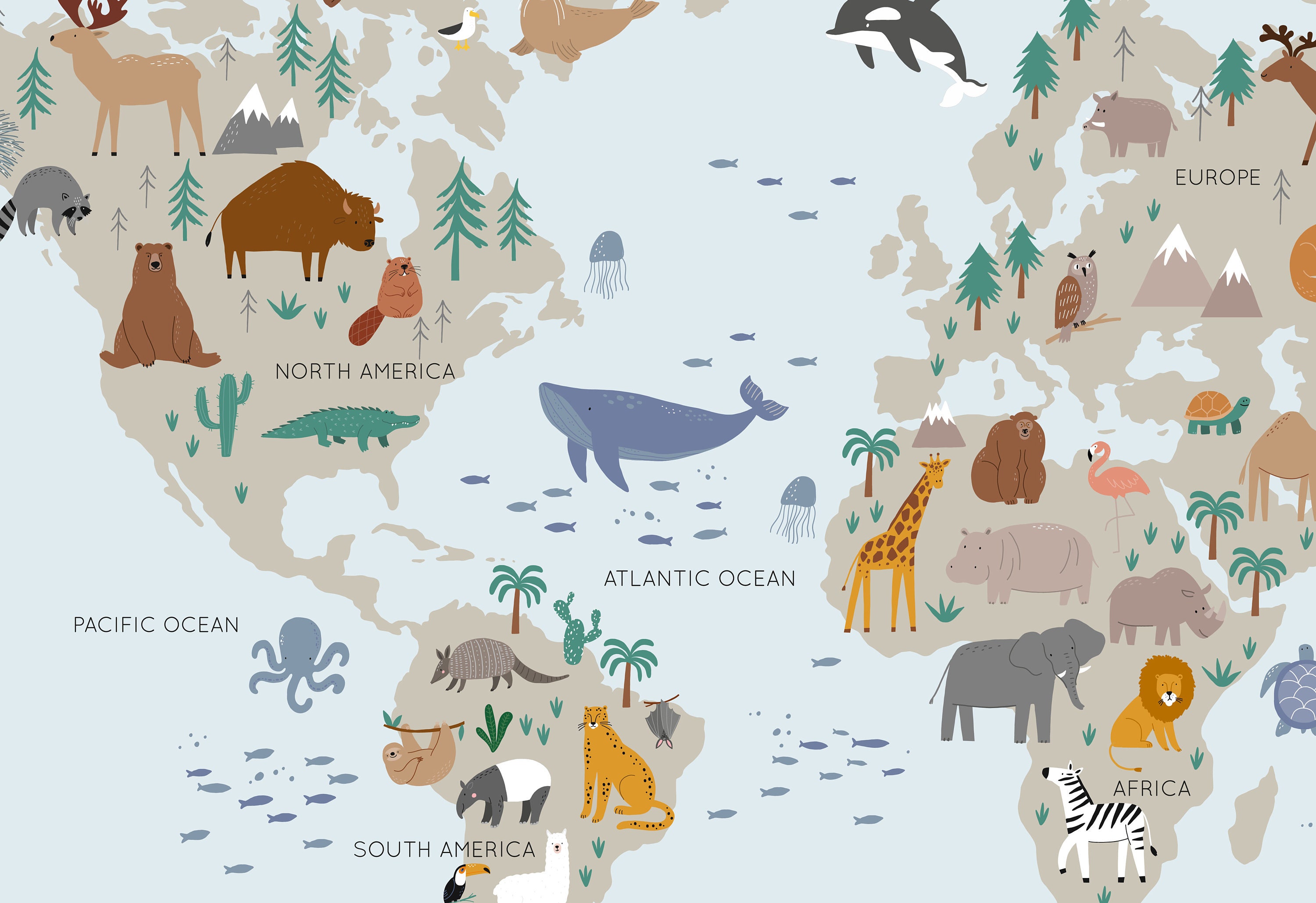 World Map for Kids Printable Wall Art Perfect for an Travel - Etsy