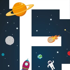 Custom Baby Name Print, Personalized Monogram Initial, Space Wall Art ...