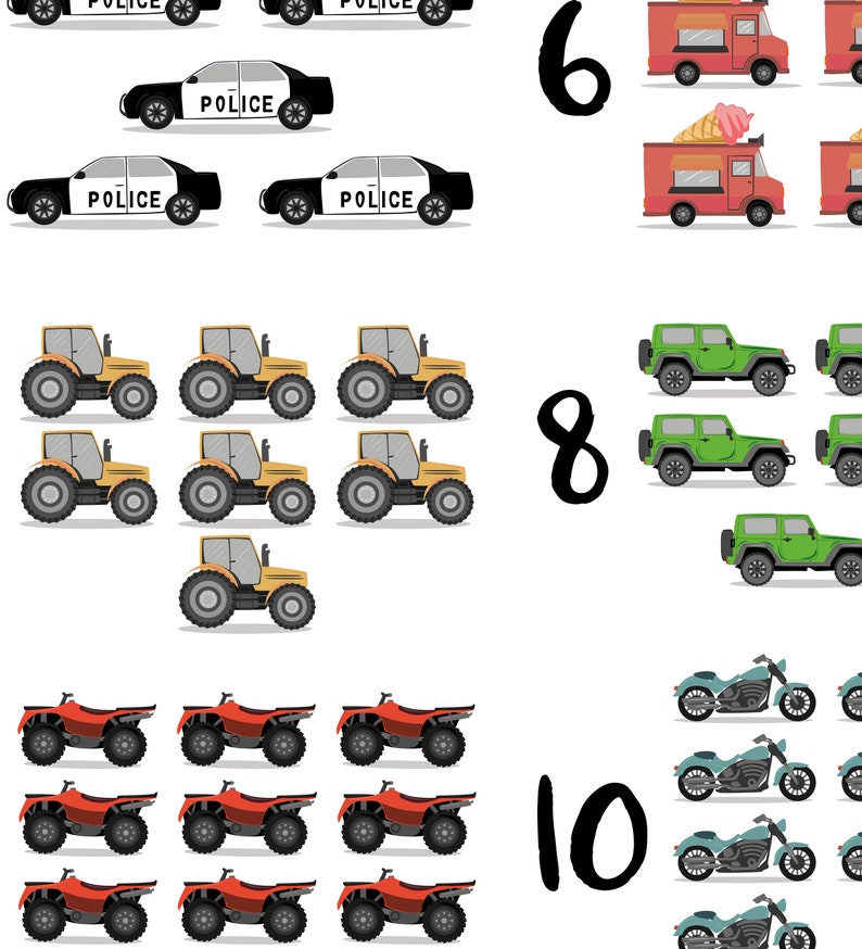 Transportation numbers wall art educational print alphabet | Etsy