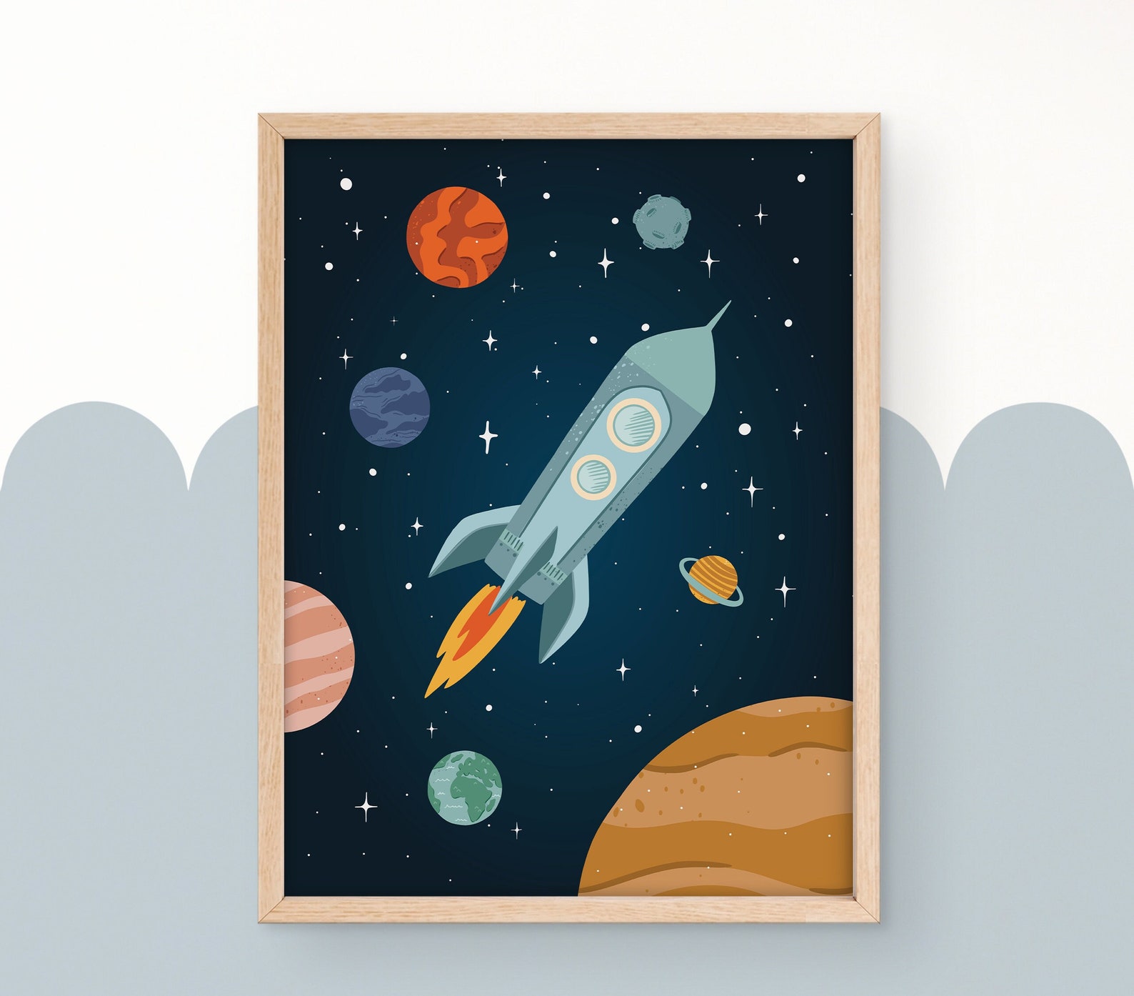 Space Rocket Nursery Wall Art Printable - Etsy