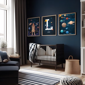 Space Wall Art Set of 3 Prints for Space Themed Bedroom, Outer Space ...