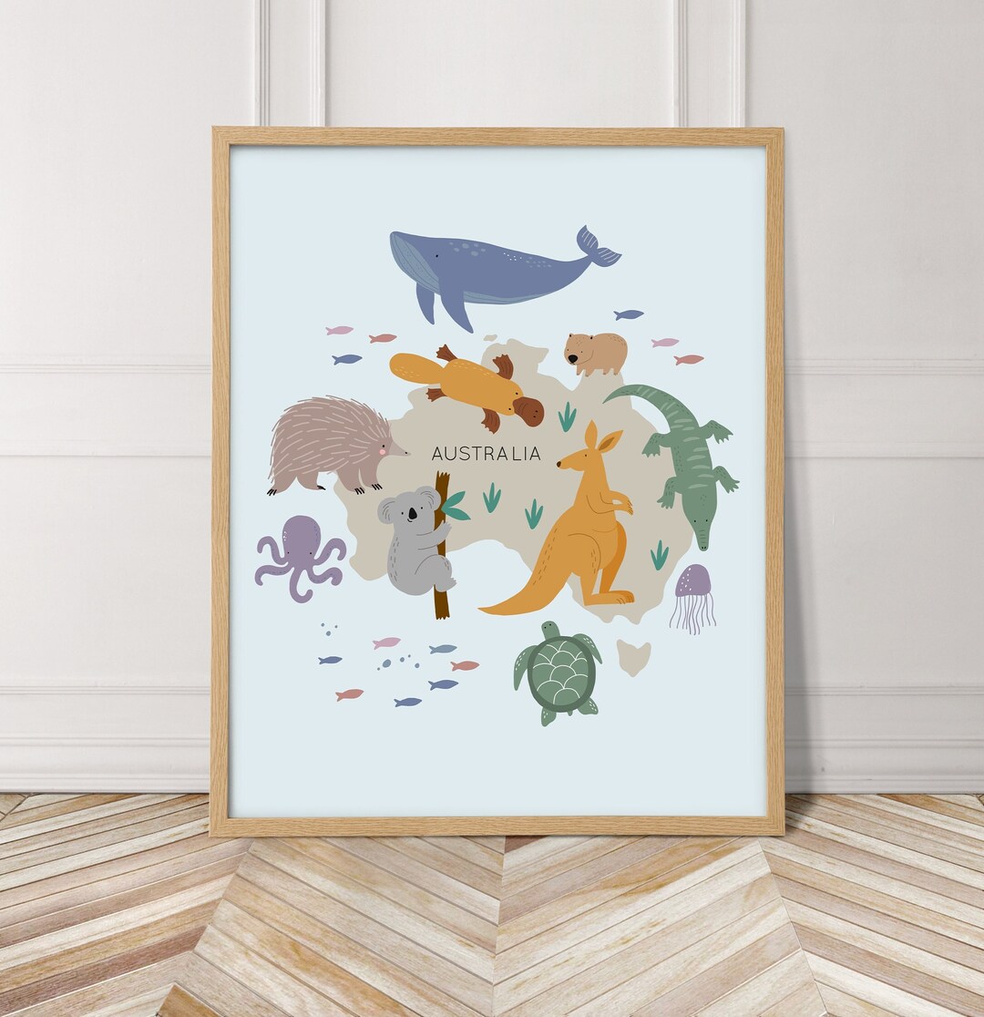 Australia Continent, World Map for Kids Printable Wall Art, Perfect for ...