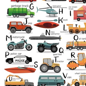 Set of 4 Transportation Alphabet Wall Art Alphabet Numbers - Etsy