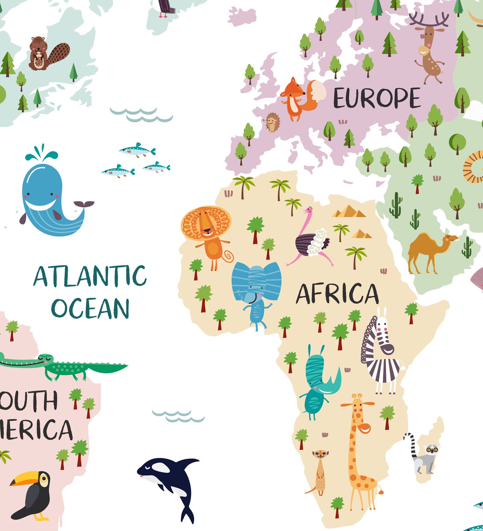 Pastel World Map Set of 3 Art Prints Dream Big Little One - Etsy