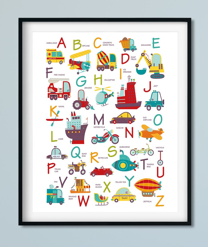 Transportation Alphabet Wall Art Set of Two Nursery Prints - Etsy