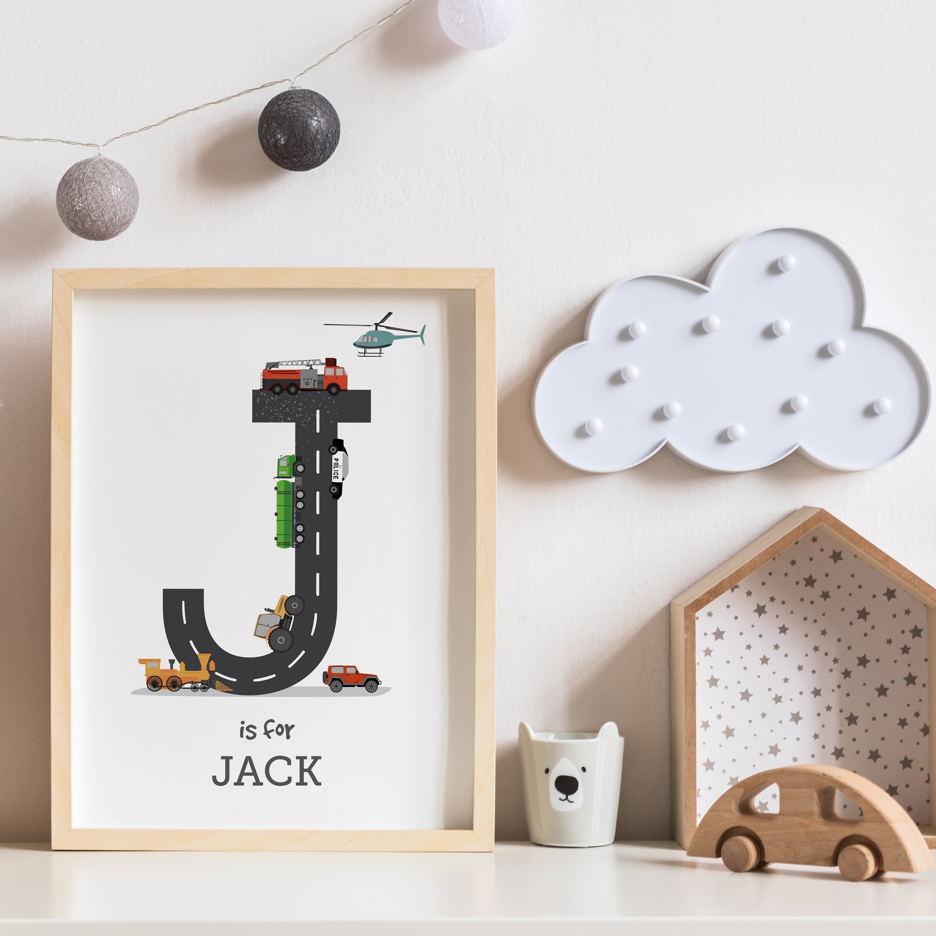 Custom Baby Name Print, Personalized Monogram Initial, Baby Boy Name ...