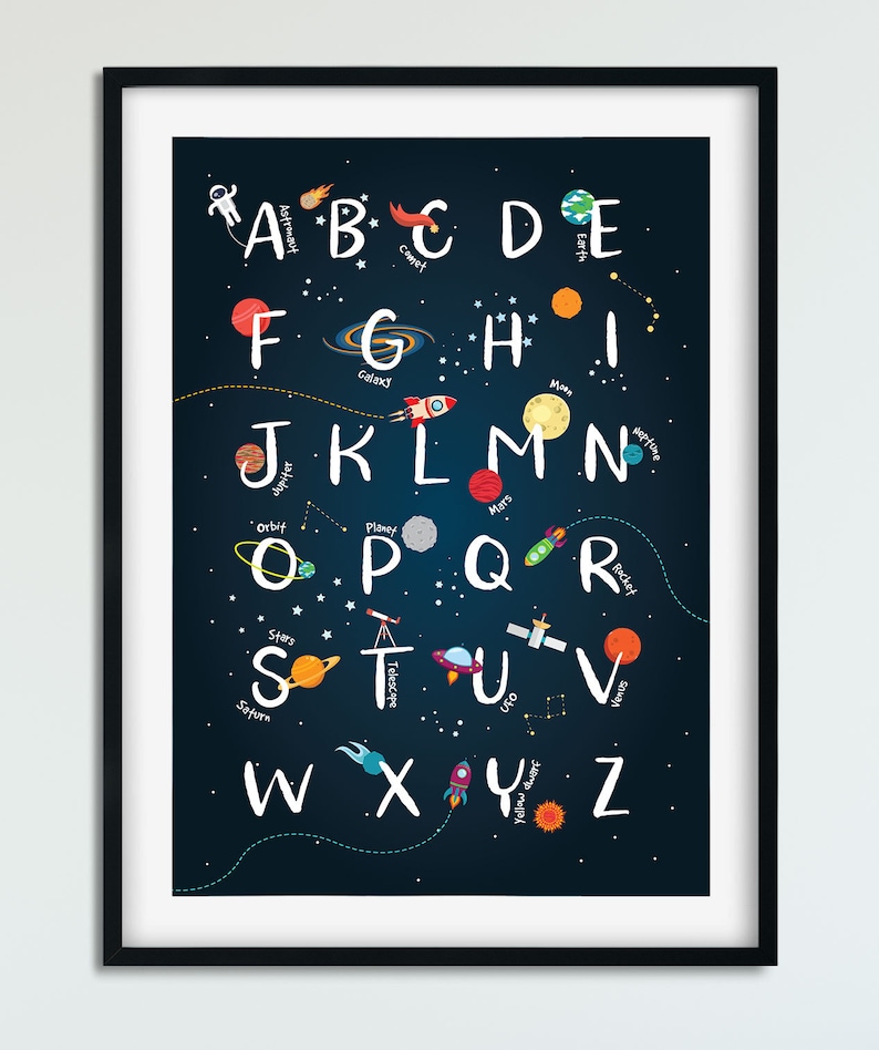 Space Wall Art Kids Alphabet Print Space Nursery Printable - Etsy