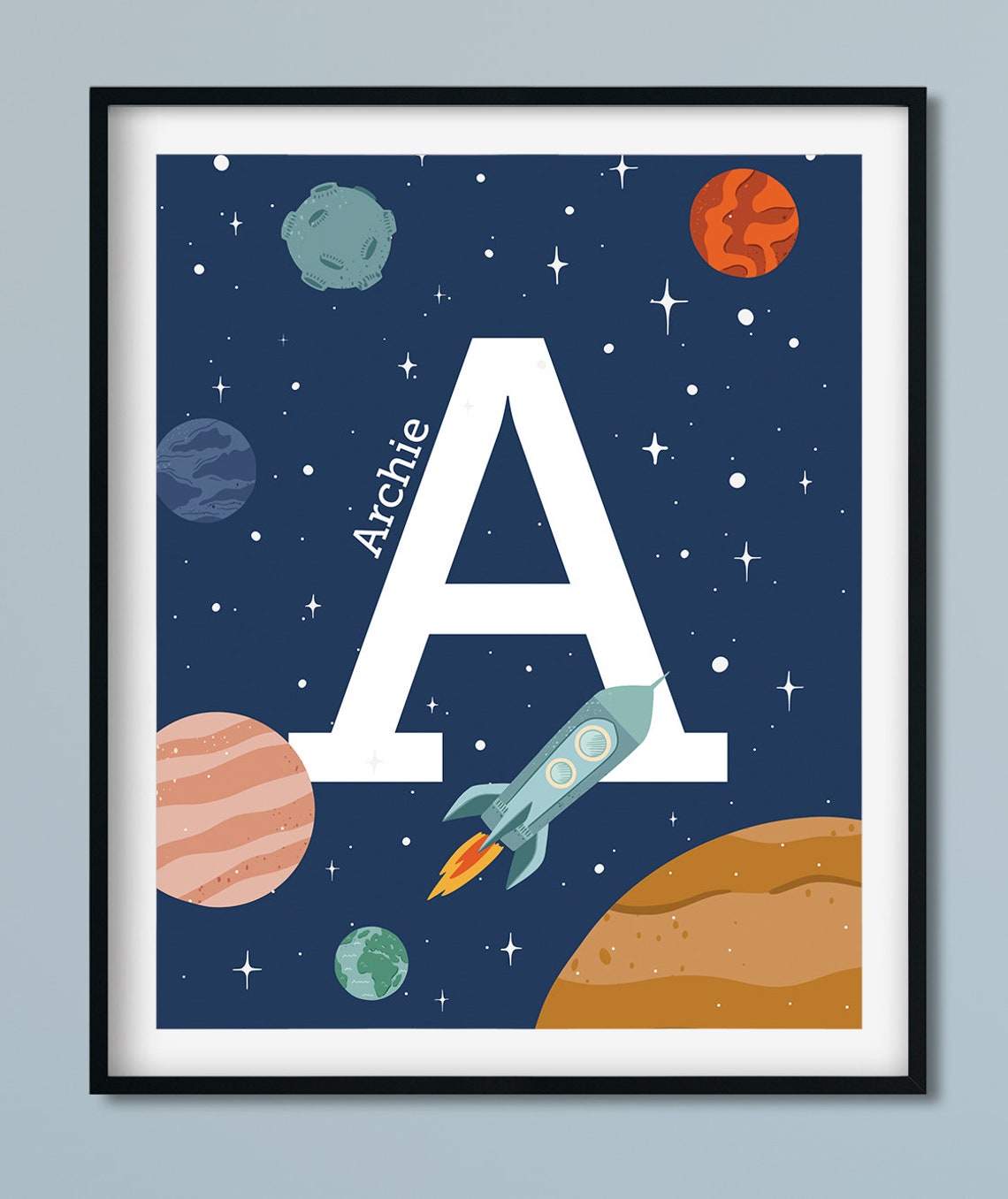 Kids Space Name Print, Monogram Wall Art, Space Letter - Etsy