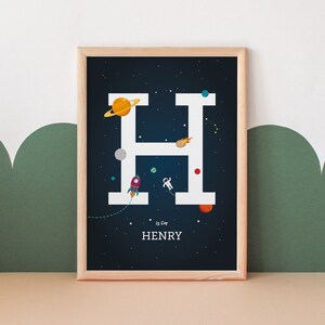 Space Wall Art Set of 3 Prints, Custom Baby Name Print, Personalized ...