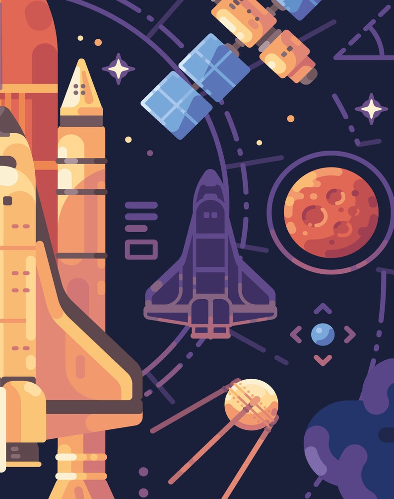 Outer Space Decor, Rocket Print, Space Nursery Decor, Space Themed ...