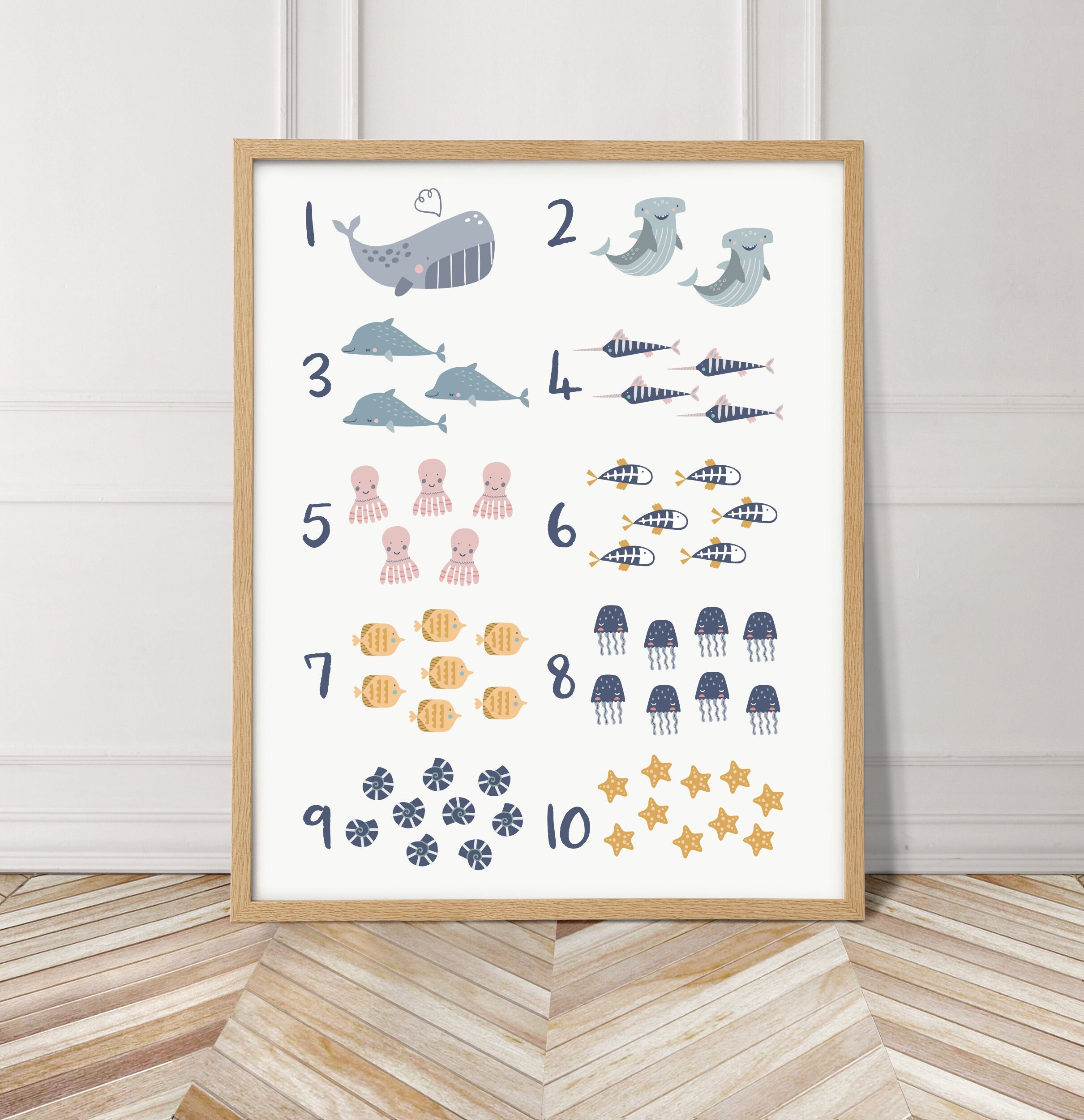 Ocean Sea Animals Numbers in Dark Blue, Perfect for an Ocean Theme ...