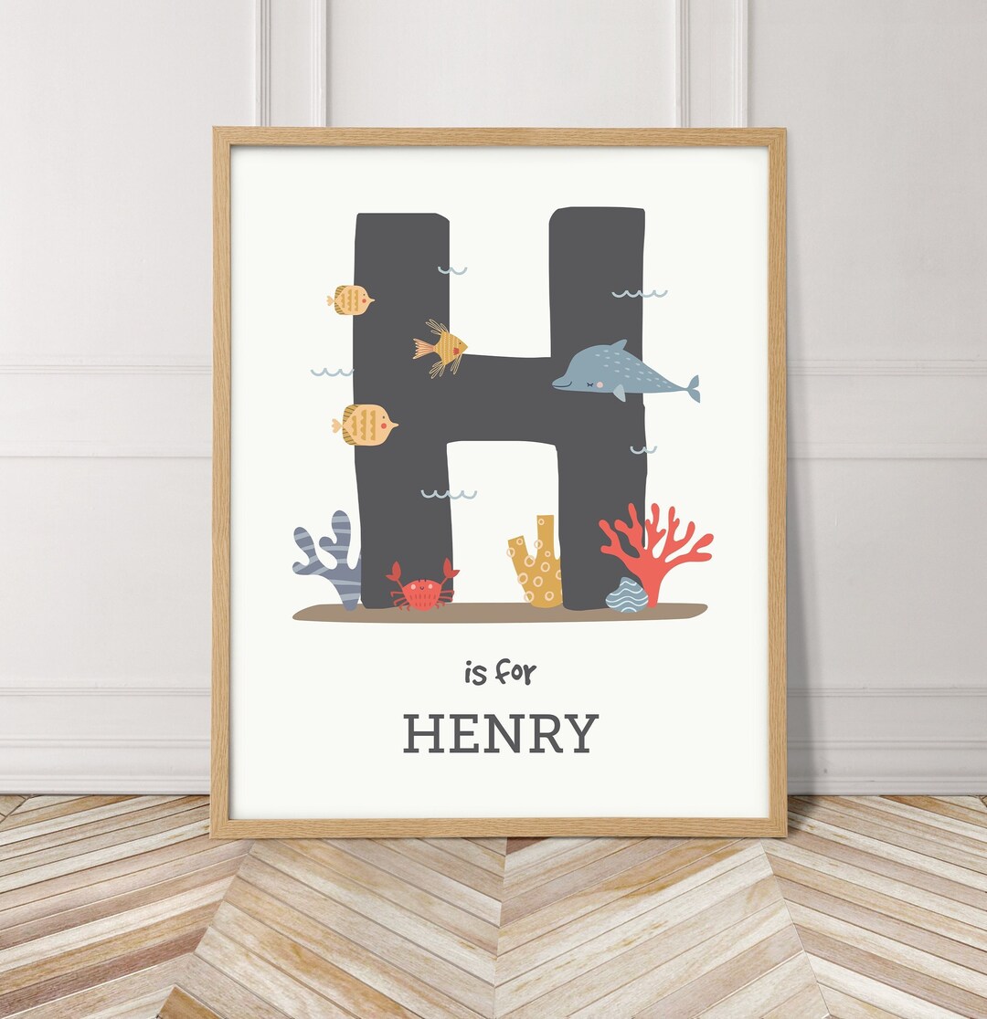Custom Ocean Baby Name Print, Personalized Sea Letter - Etsy