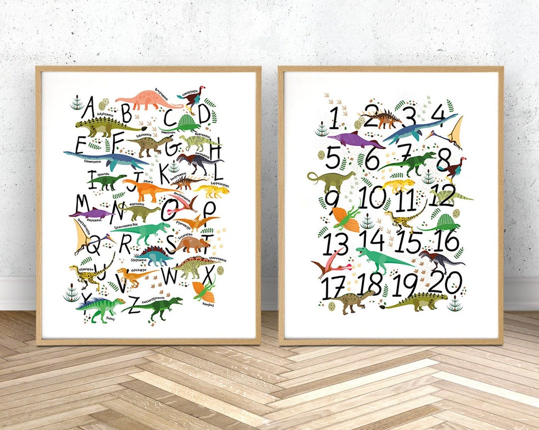 Dinosaur Nursery Decor, Dinosaur Alphabet, Printable Wall Art, Kid Room ...