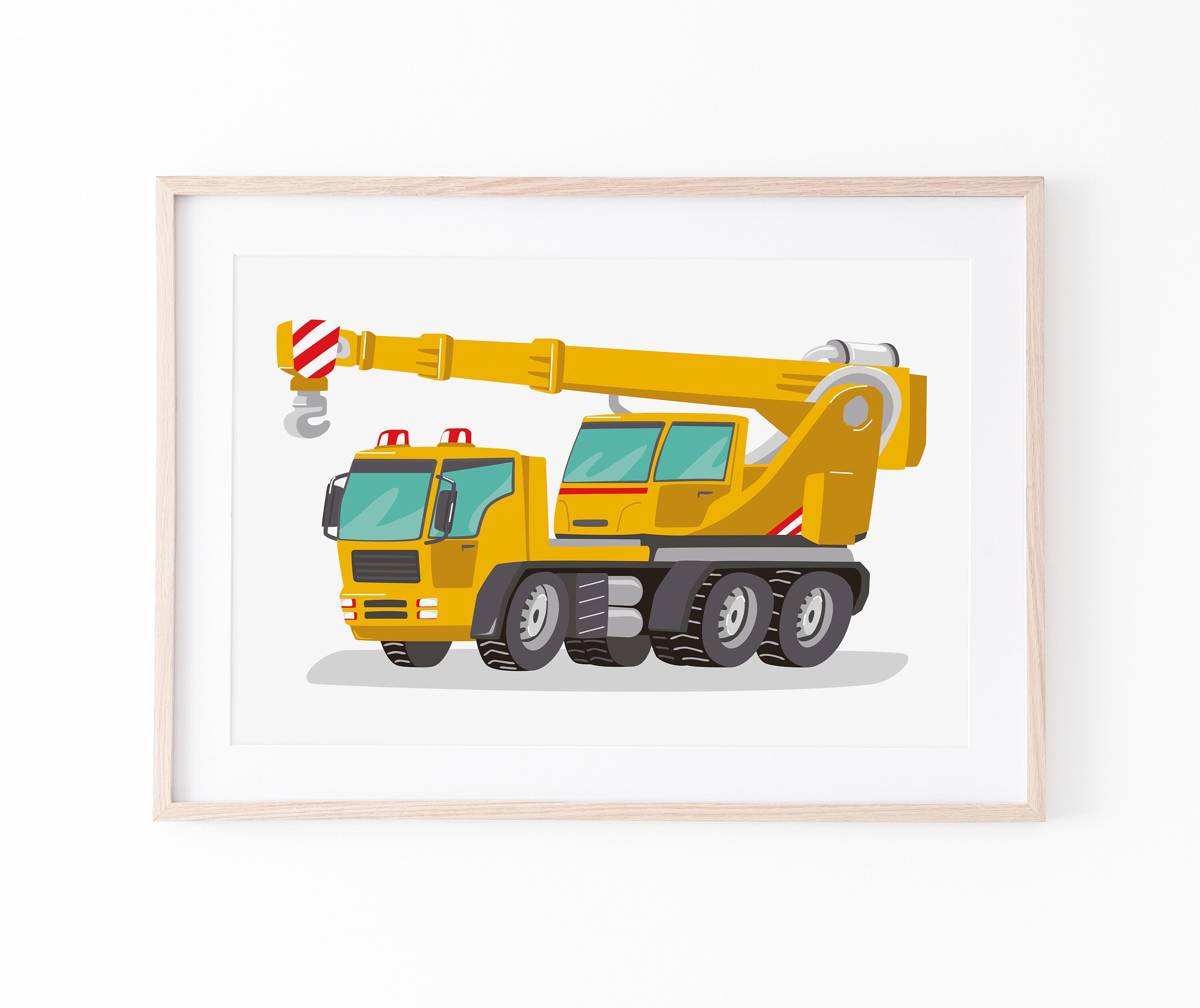 Art Prints Set of 4, Construction Wall Art, Construction Birthday Party ...