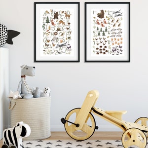 Set of Two Woodland Animal Alphabet and Numbers, Perfect for a Woodland ...