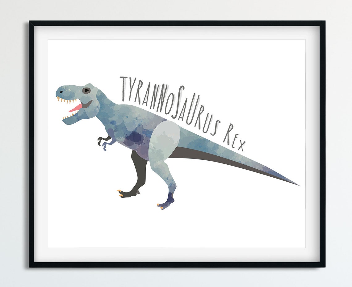 T-rex, Watercolor Dinosaur, Dinosaur Nursery Prints, Dinosaur Nursery ...