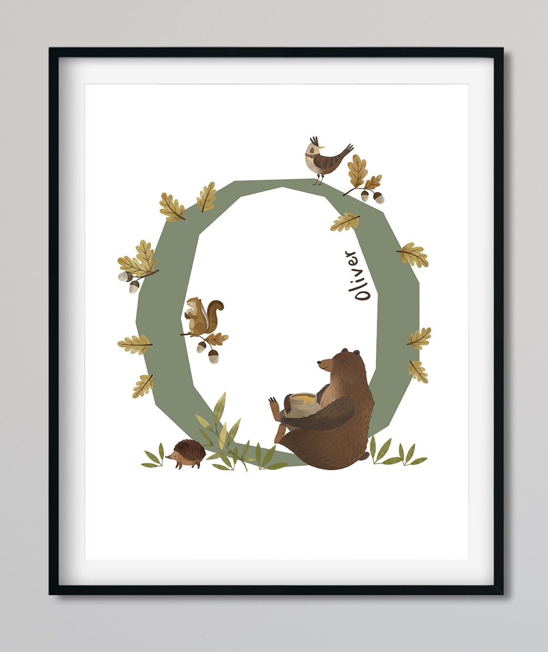 Custom Forest Woodland Name Print, Personalized Monogram Initial, Baby ...