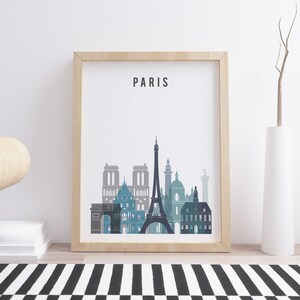 Paris Skyline Poster, City Scape Wall Art, Paris Print Wall Art, City ...