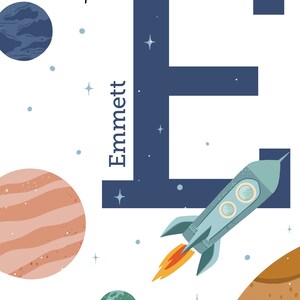 Light Kids Space Name Print, Monogram Wall Art, Space Letter With ...