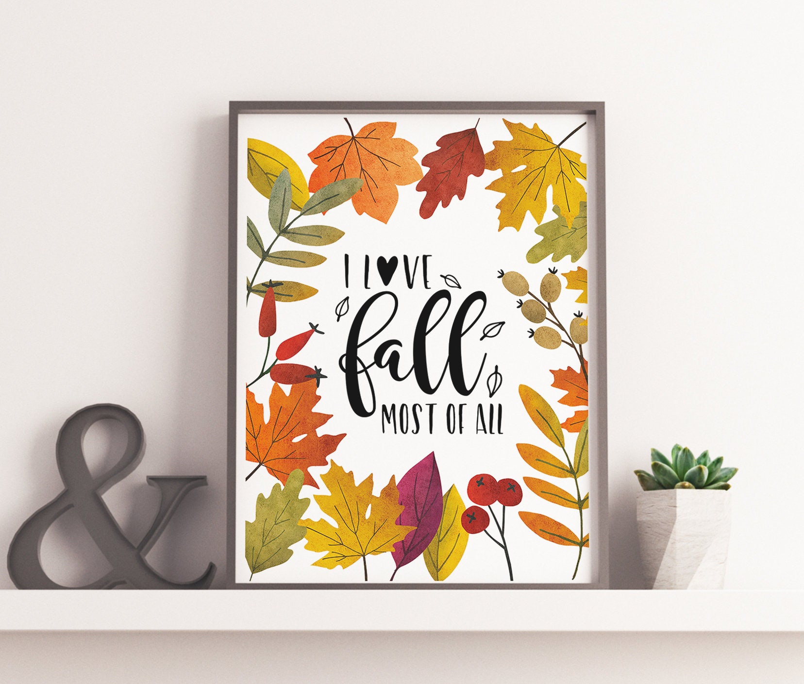 Fall Printable Wall Art Autumn Poster Beautiful Watercolor | Etsy