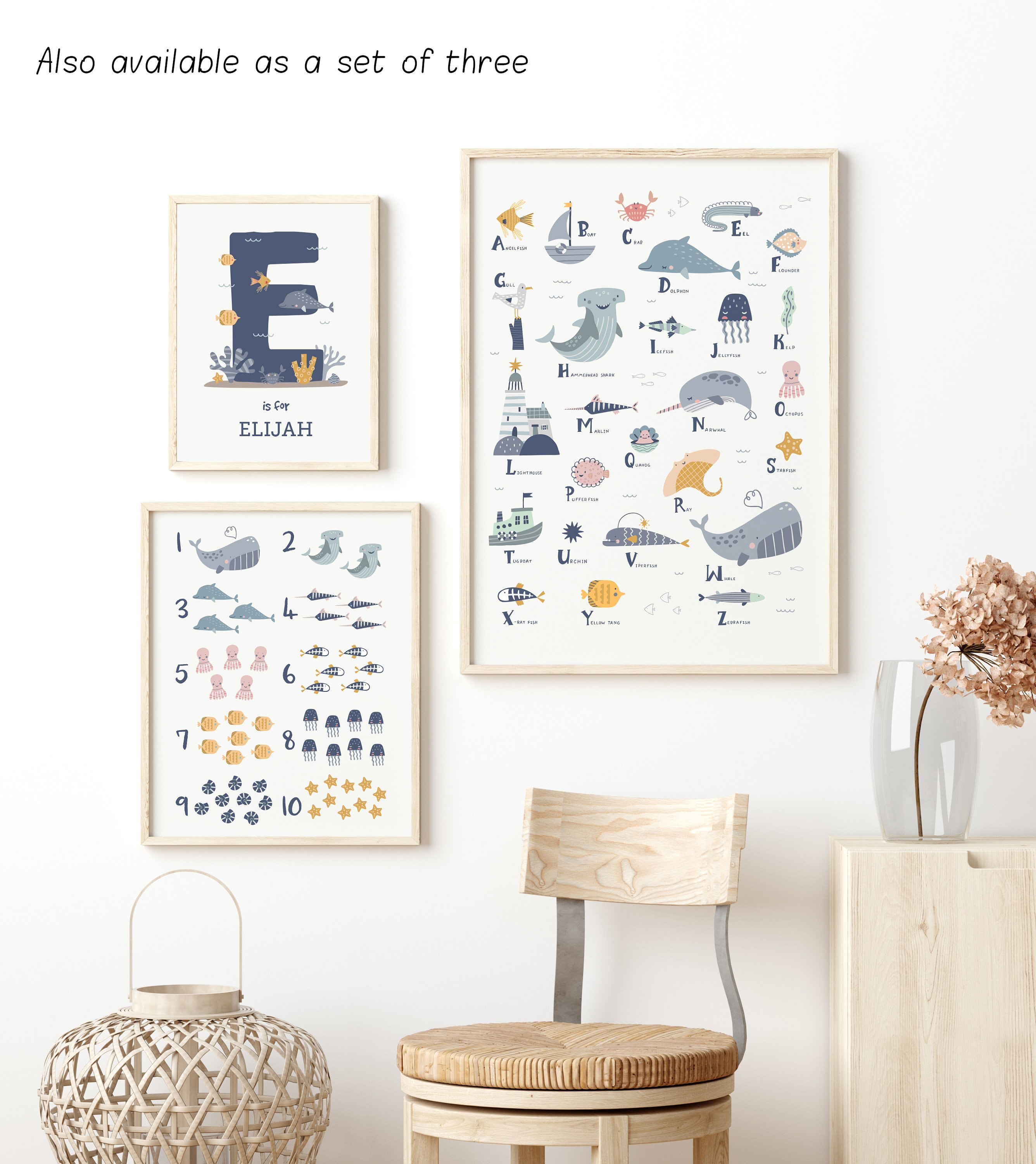 Ocean Sea Animals Alphabet in Dark Blue Perfect for an Ocean - Etsy