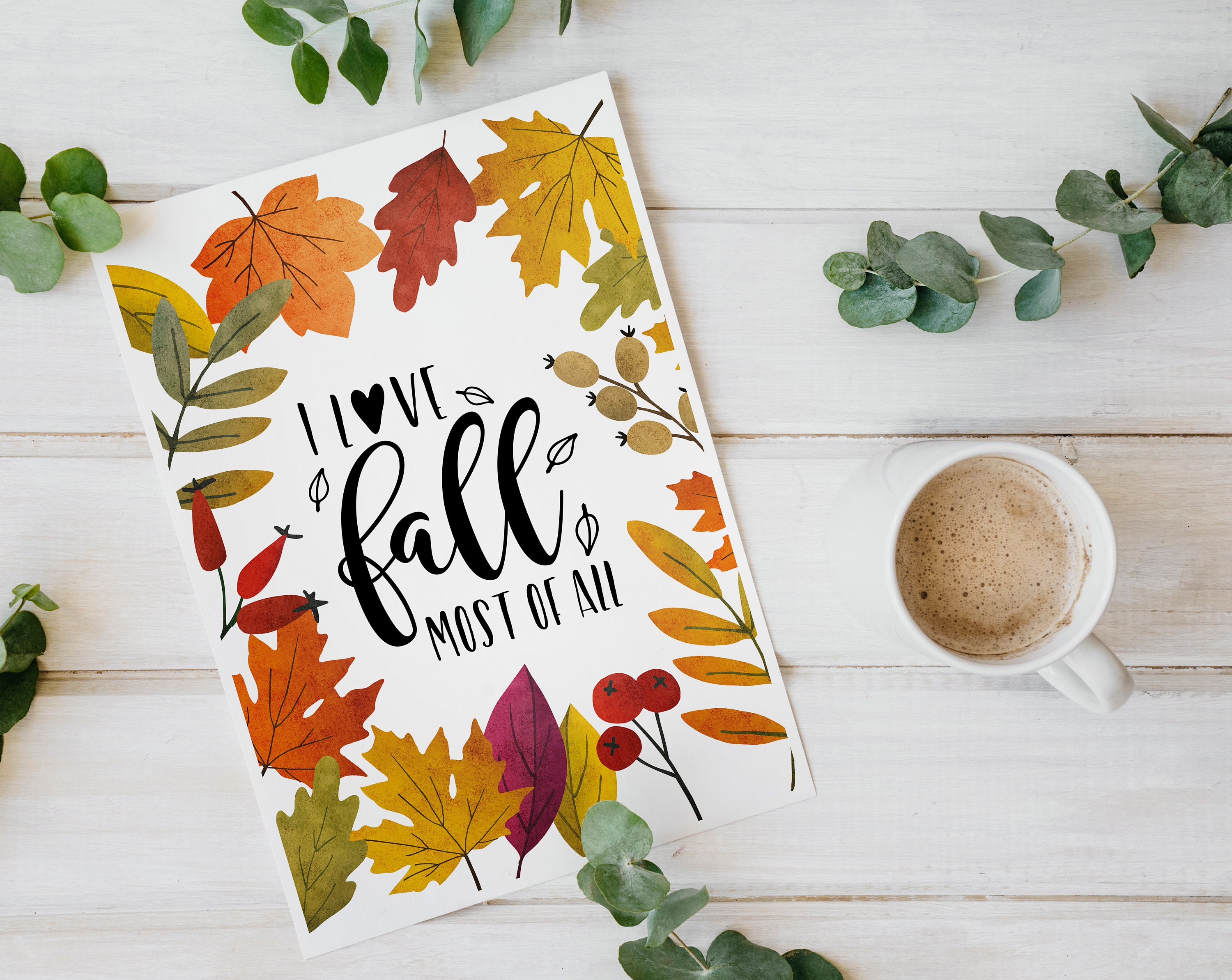 Fall Printable Wall Art Autumn Poster Beautiful Watercolor | Etsy