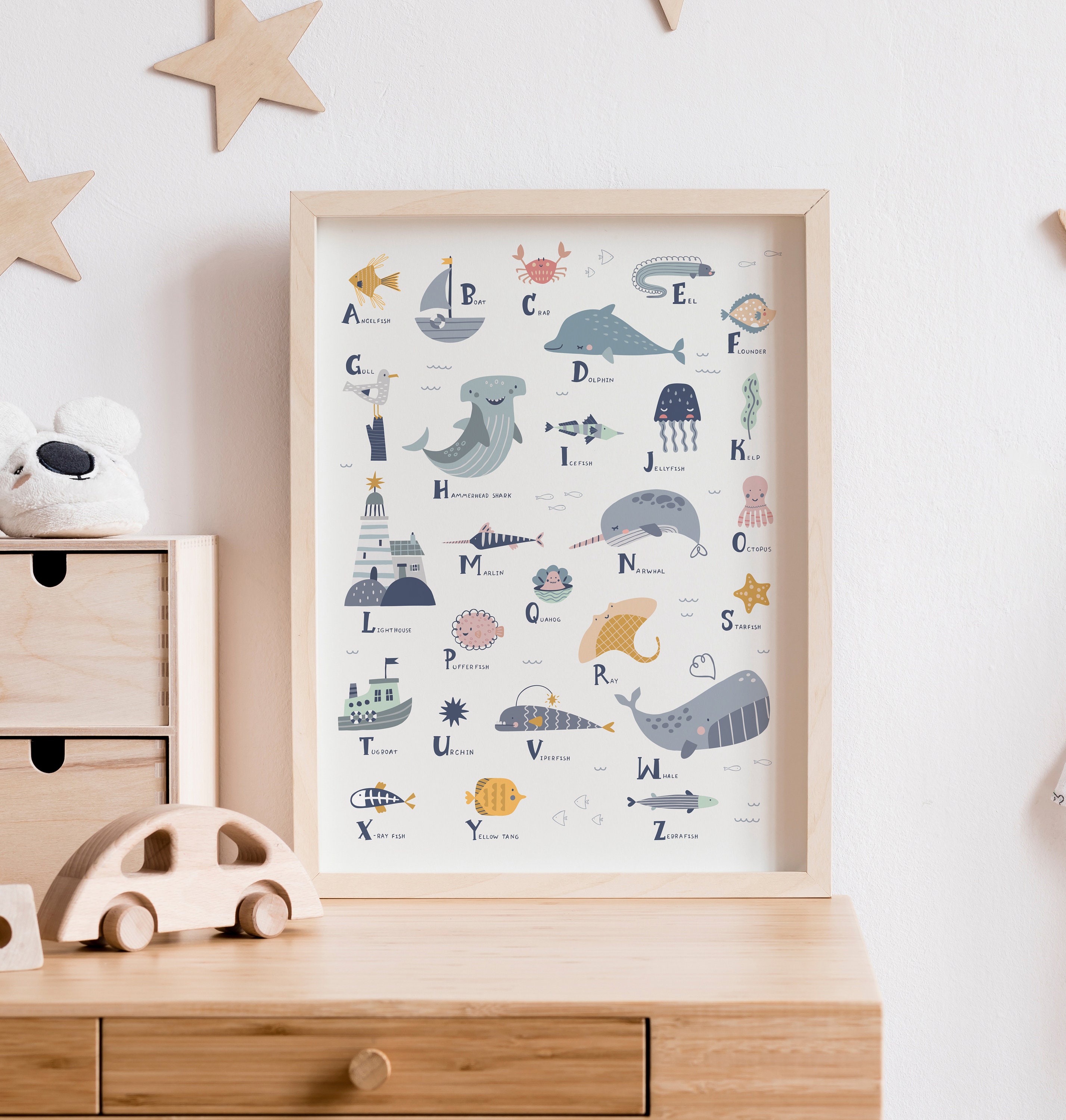 Set of 3 Ocean Prints - Abc Printable, Custom Baby Name Print, and ‘the ...