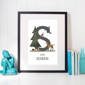 Set of 3 Woodland Animal Alphabet Numbers and Custom Name - Etsy