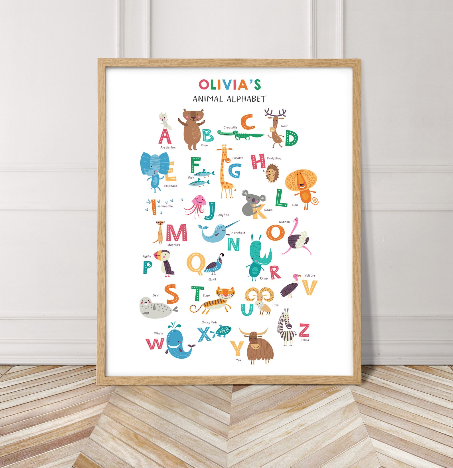Personalized Animal Alphabet Print Animal Alphabet Poster | Etsy