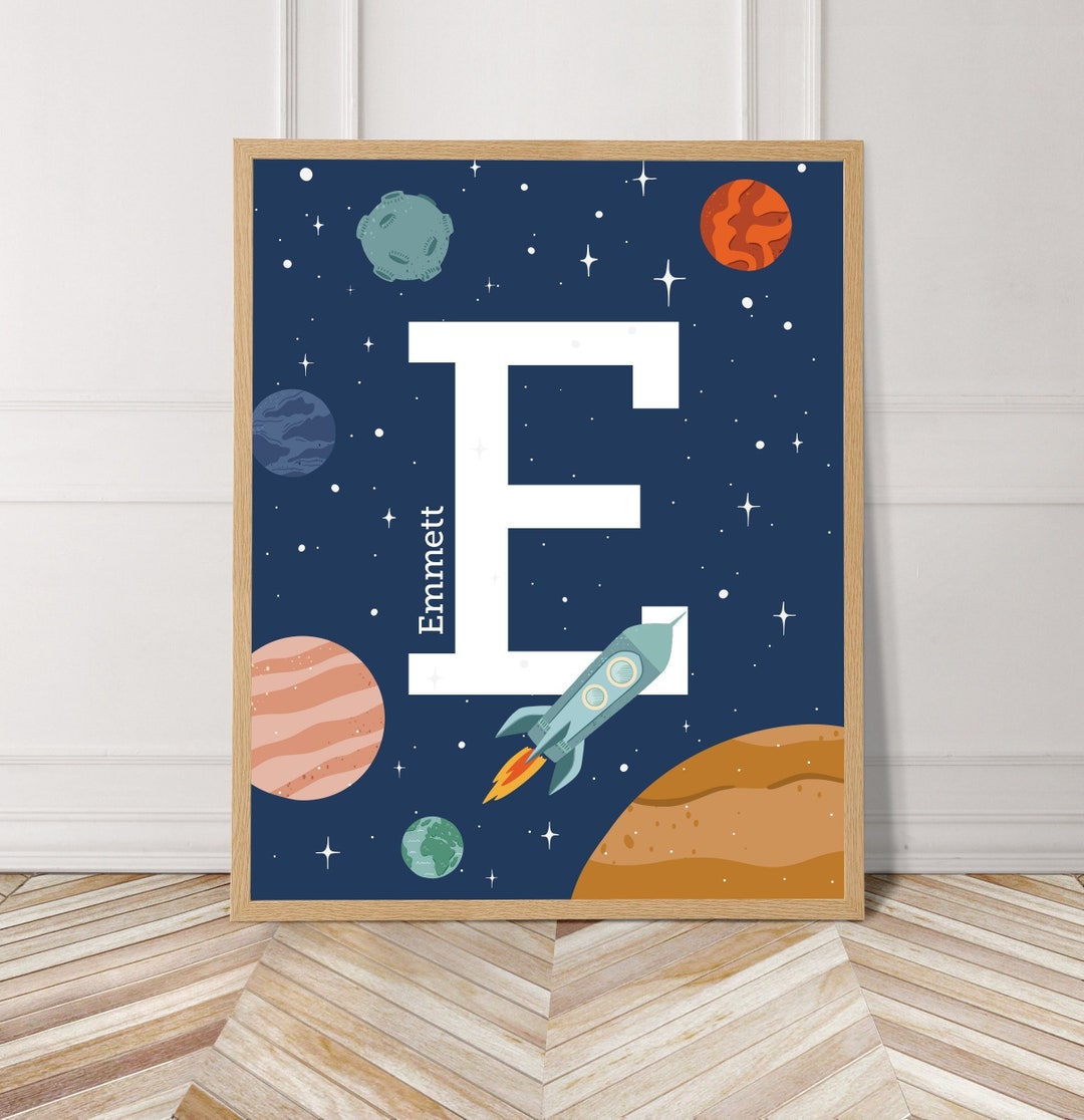 Kids Space Name Print, Monogram Wall Art, Space Letter - Etsy