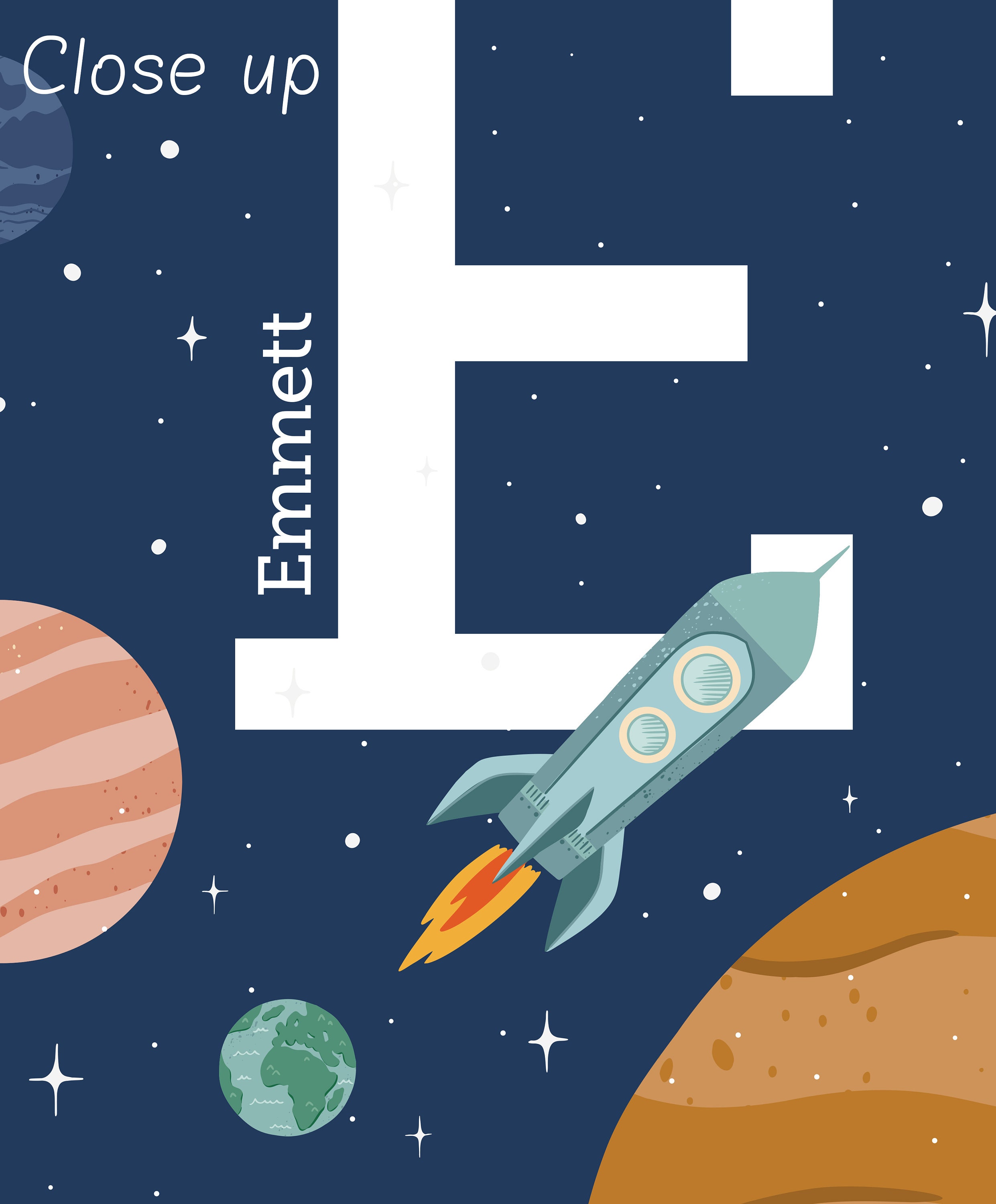 Kids Space Name Print, Monogram Wall Art, Space Letter - Etsy