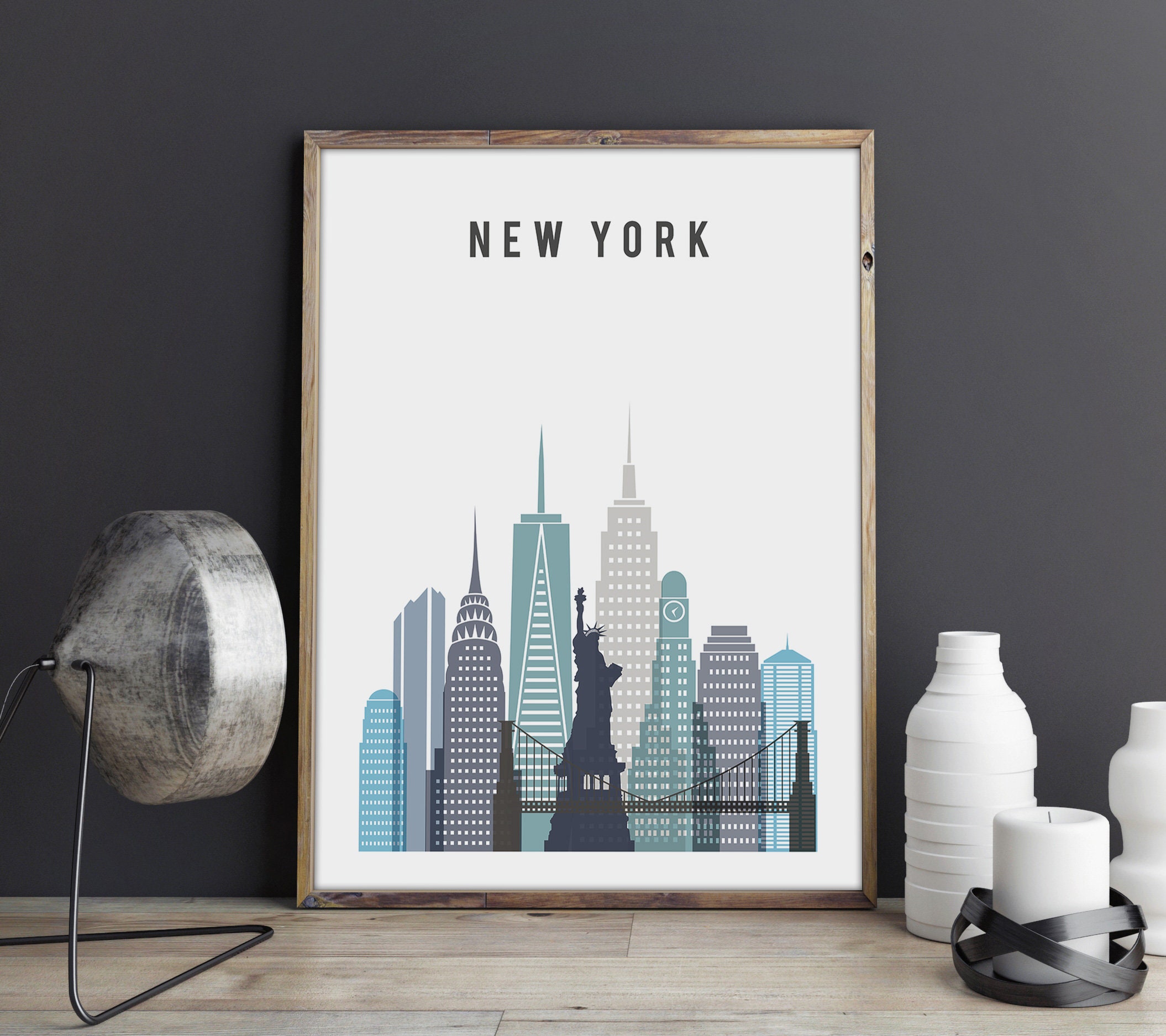 New York Skyline Poster, Nyc Skyline Wall Art, Cityscape Wall Art, New ...