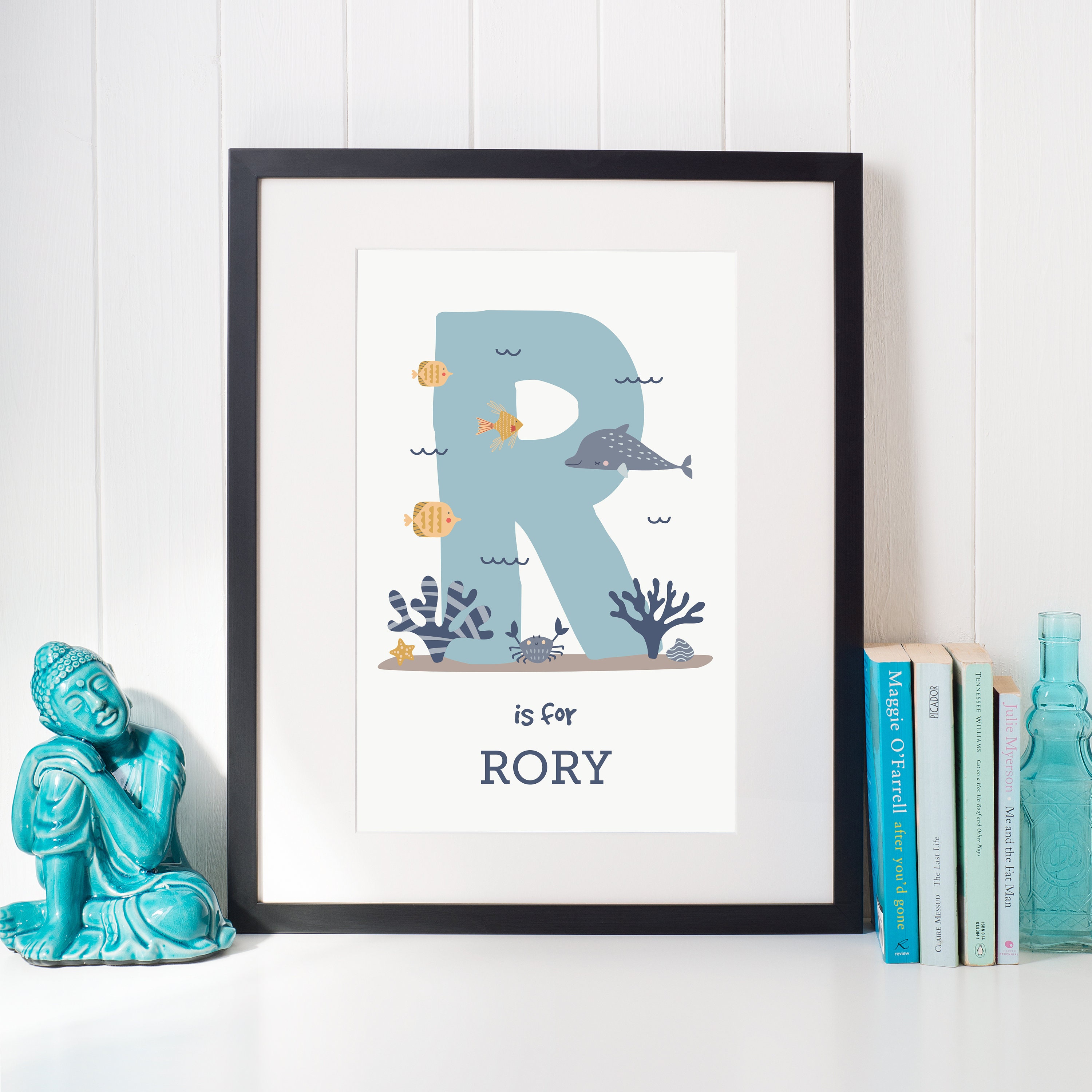 Custom Ocean Baby Name Print in Blue, Personalized Sea Letter - Etsy