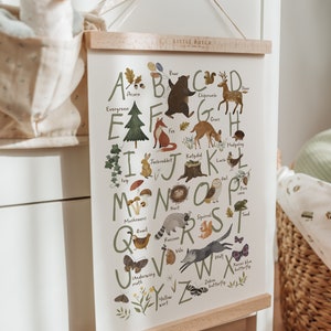 Set of 3 Woodland Animal Alphabet, Numbers and Custom Name Print ...