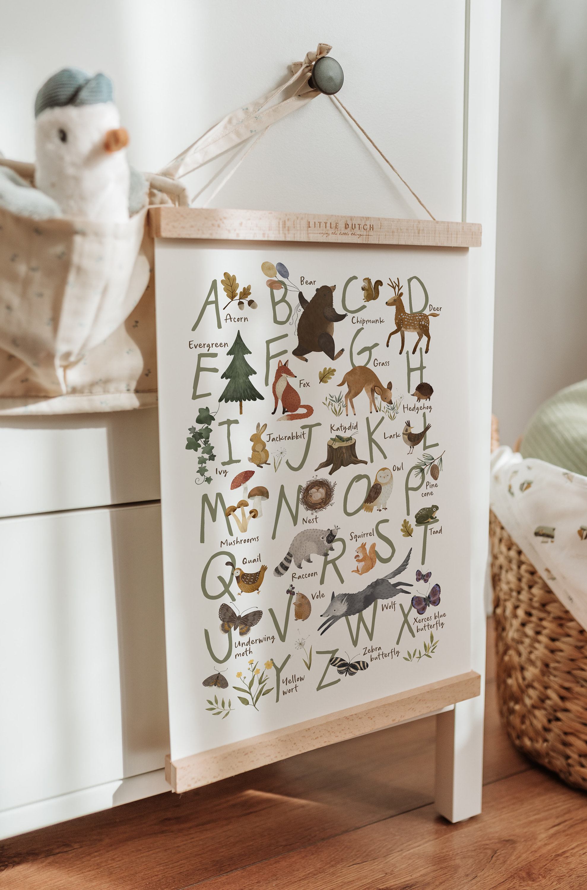 Set of 3 Woodland Animal Alphabet, Numbers and Custom Name Print ...