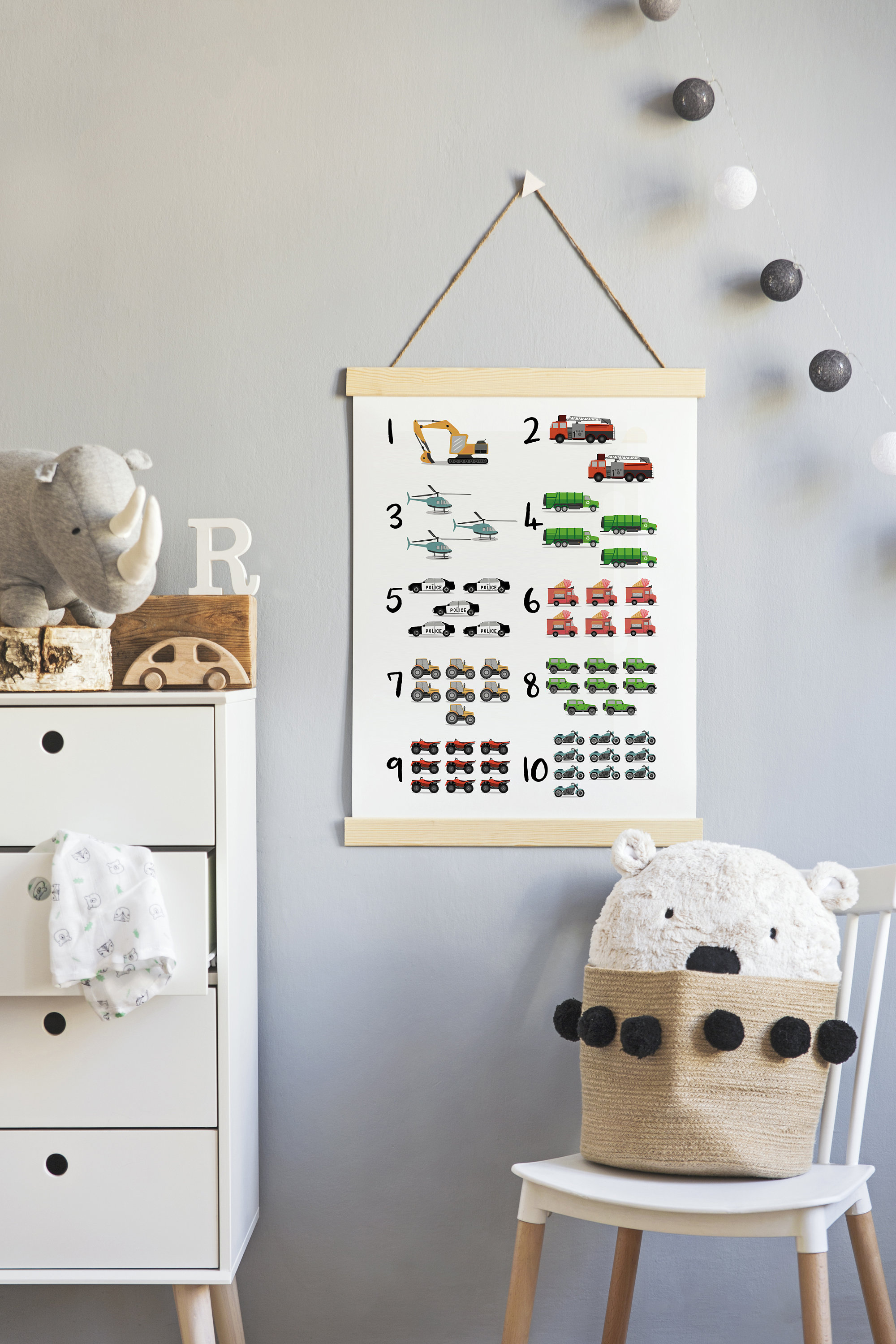 Transportation numbers wall art educational print alphabet | Etsy