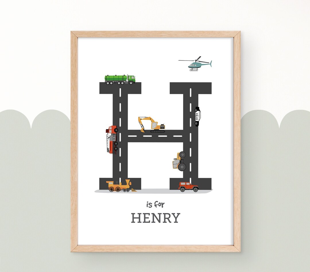 Custom Baby Name Print, Personalized Monogram Initial, Baby Boy Name ...