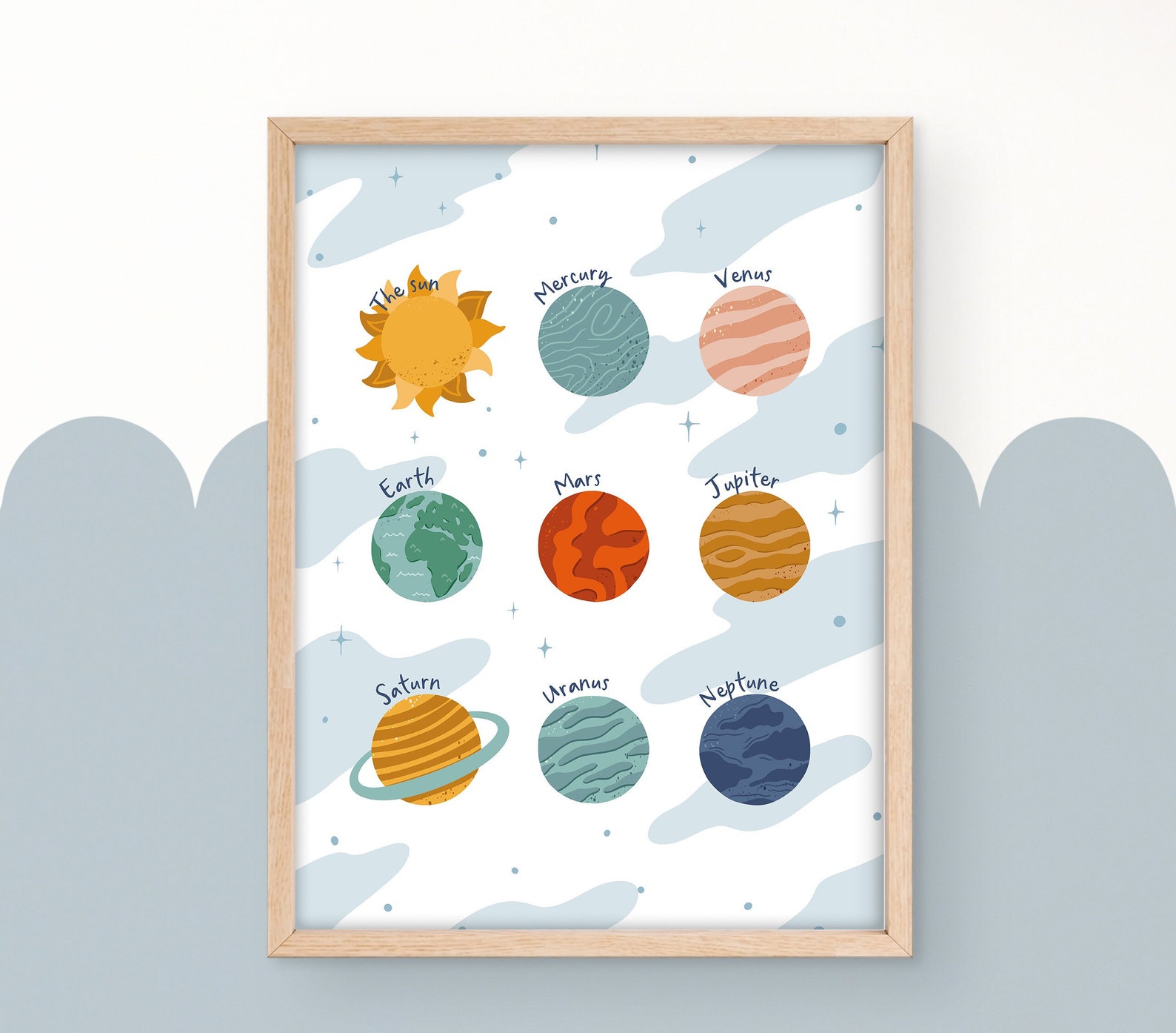 Space Solar System Planets Poster, Nursery Wall Decor - Etsy UK