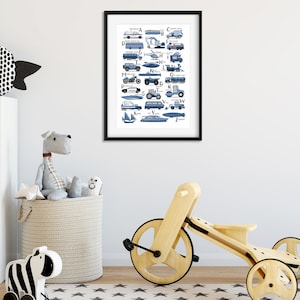 Blue Transportation Alphabet Wall Art, Educational Print, Alphabet ...