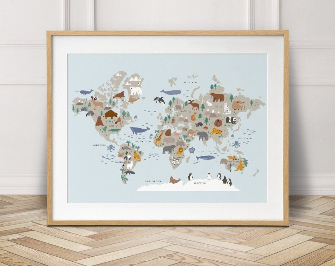 World Map for Kids Printable Wall Art, Perfect for an Travel Theme ...