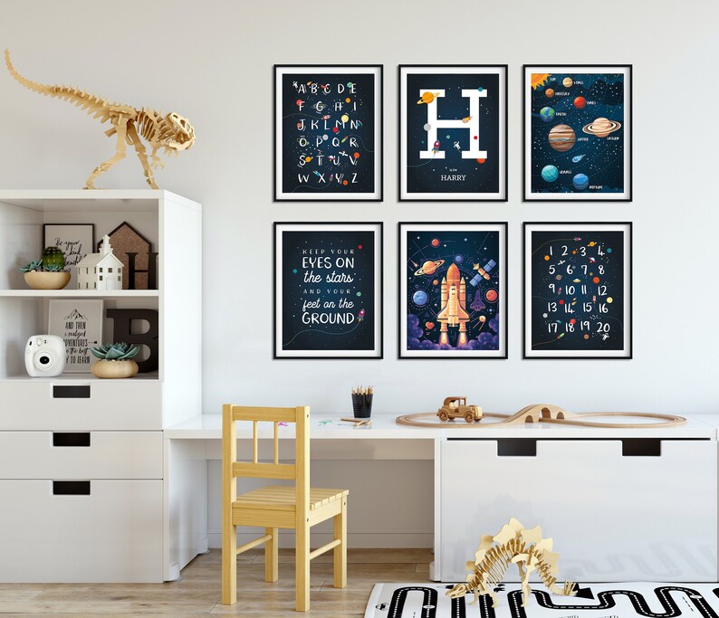 Space Wall Art Set of 6 Prints Space Themed Nursery Outer - Etsy