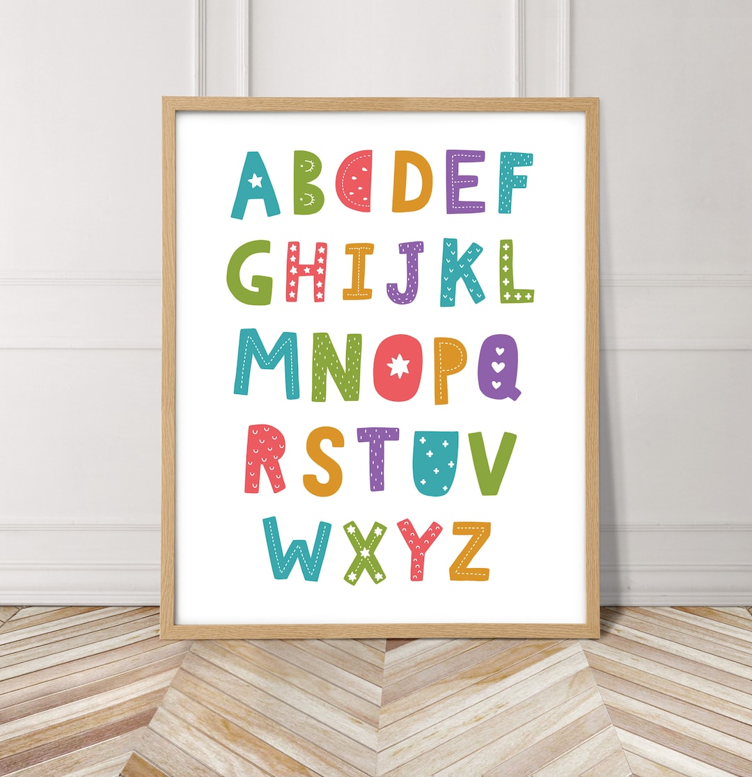 Nursery Wall Art, Alphabet, Printable, Rainbow, Nursery Decor, Baby ...