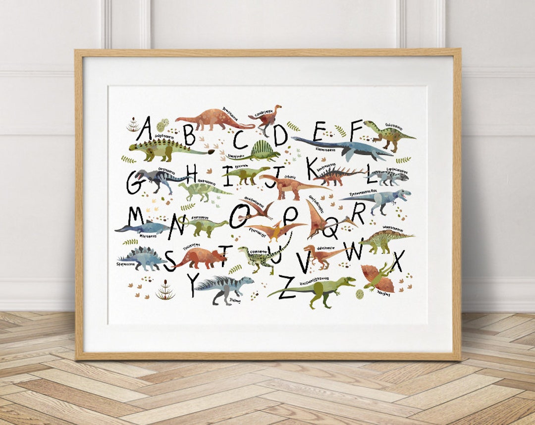 Dinosaur Alphabet Print, Watercolor Dinosaur Decor, Printable Wall Art ...