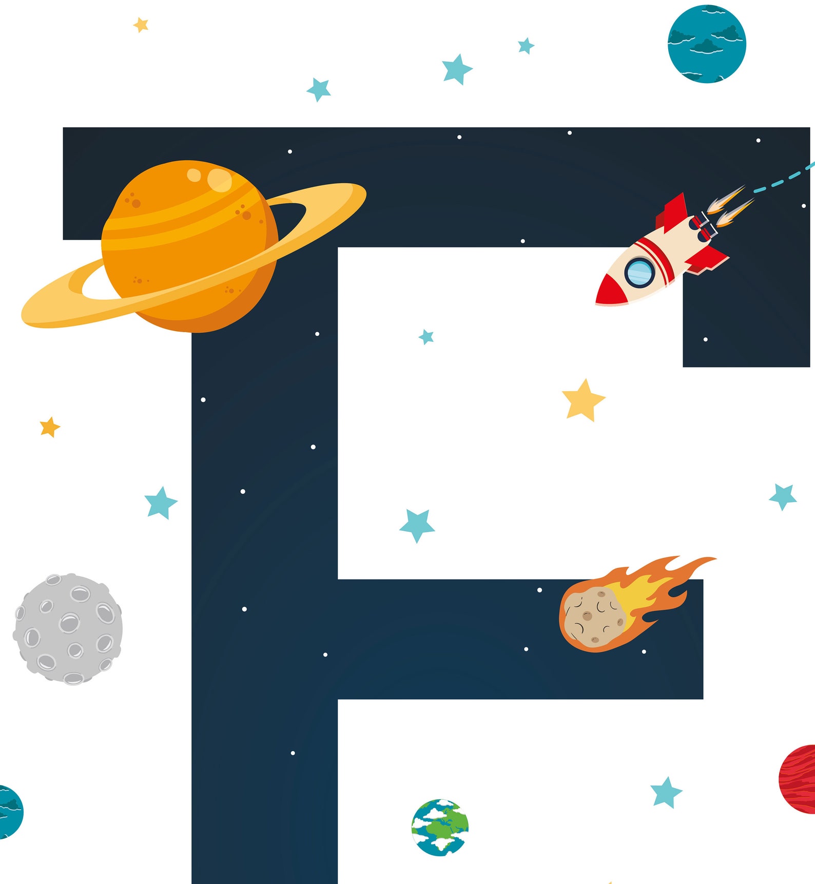 Personalized Monogram Initial Space Wall Art Personalized - Etsy