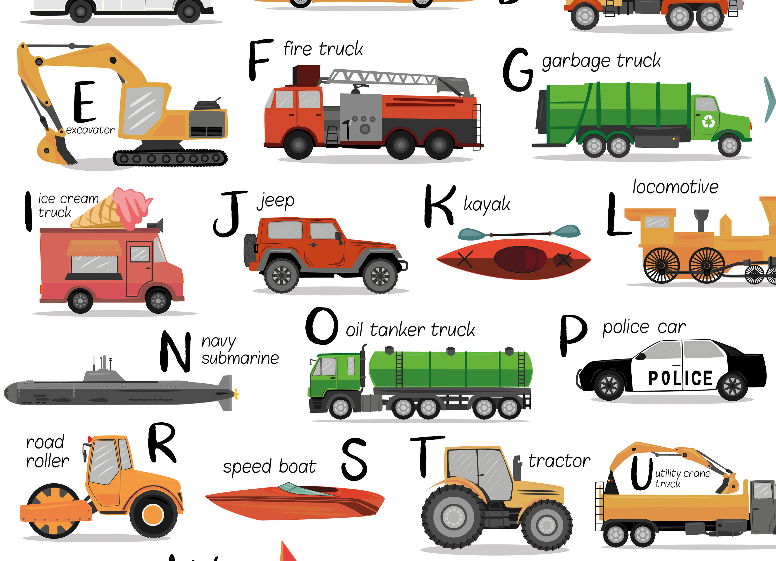 Transportation Alphabet Wall Art Alphabet Nursery Print - Etsy