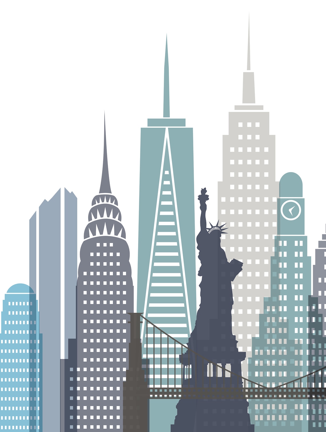 New York Skyline Poster, Nyc Skyline Wall Art, Cityscape Wall Art, New ...